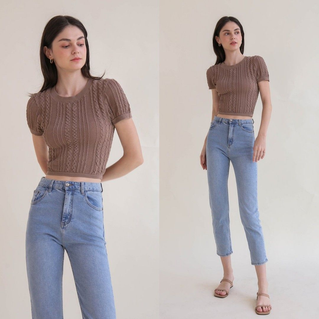 The Willow Label Cora Knit Tee Taupe, Women's Fashion, Tops, Other Tops ...