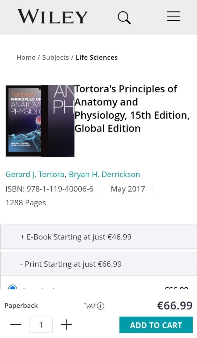 Tortora's Principles of Anatomy and Physiology, 15th Edition, Global ...