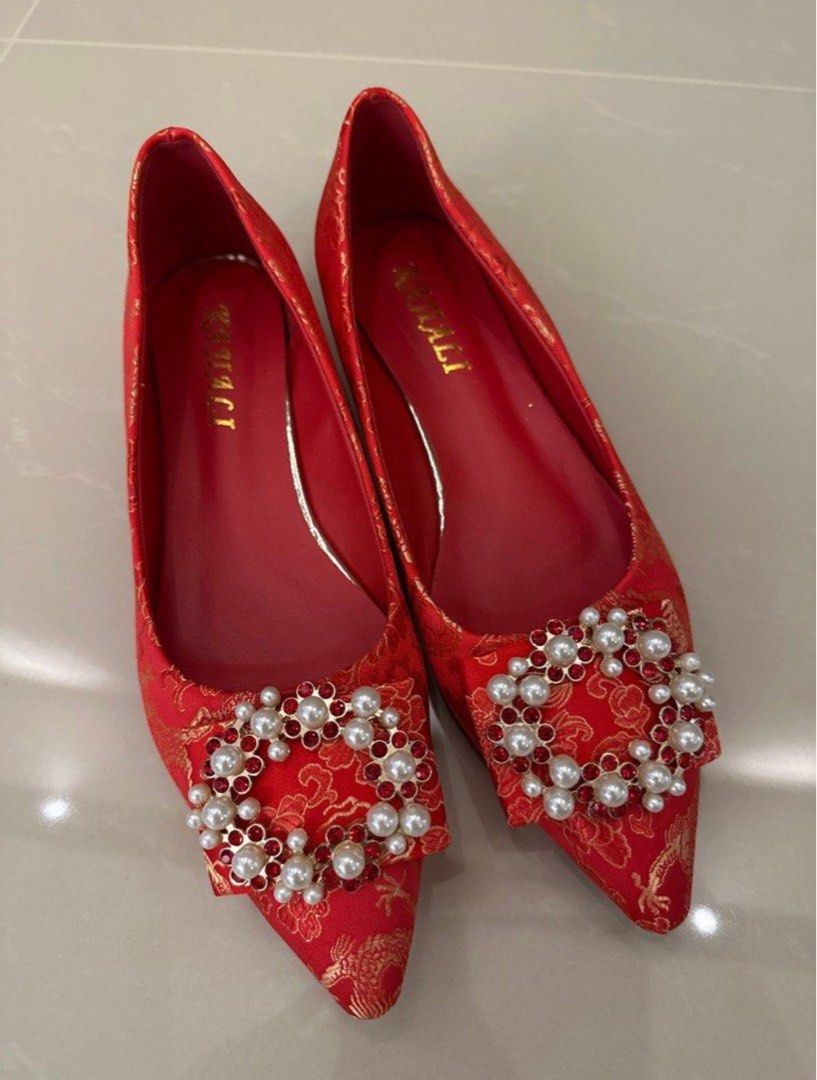 Traditional Wedding Red Shoes, Women's Fashion, Footwear, Flats on ...