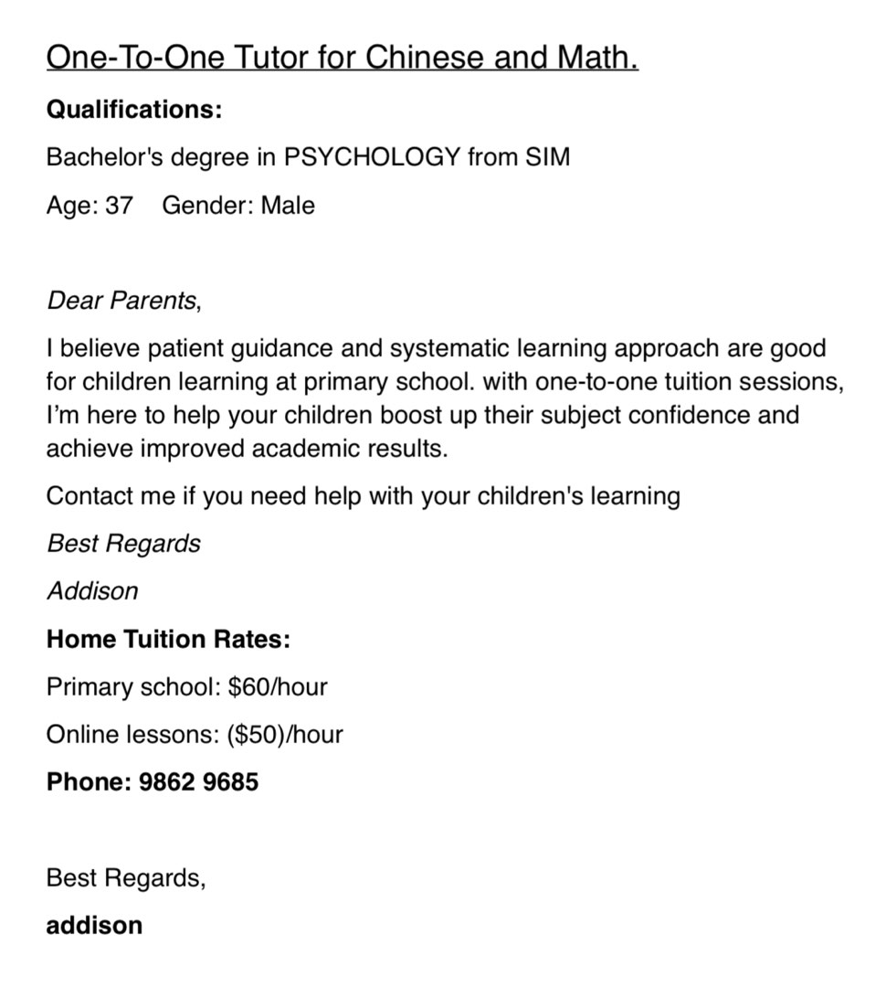 Tuition, Learning & Enrichment, Enrichment & Tuition on Carousell