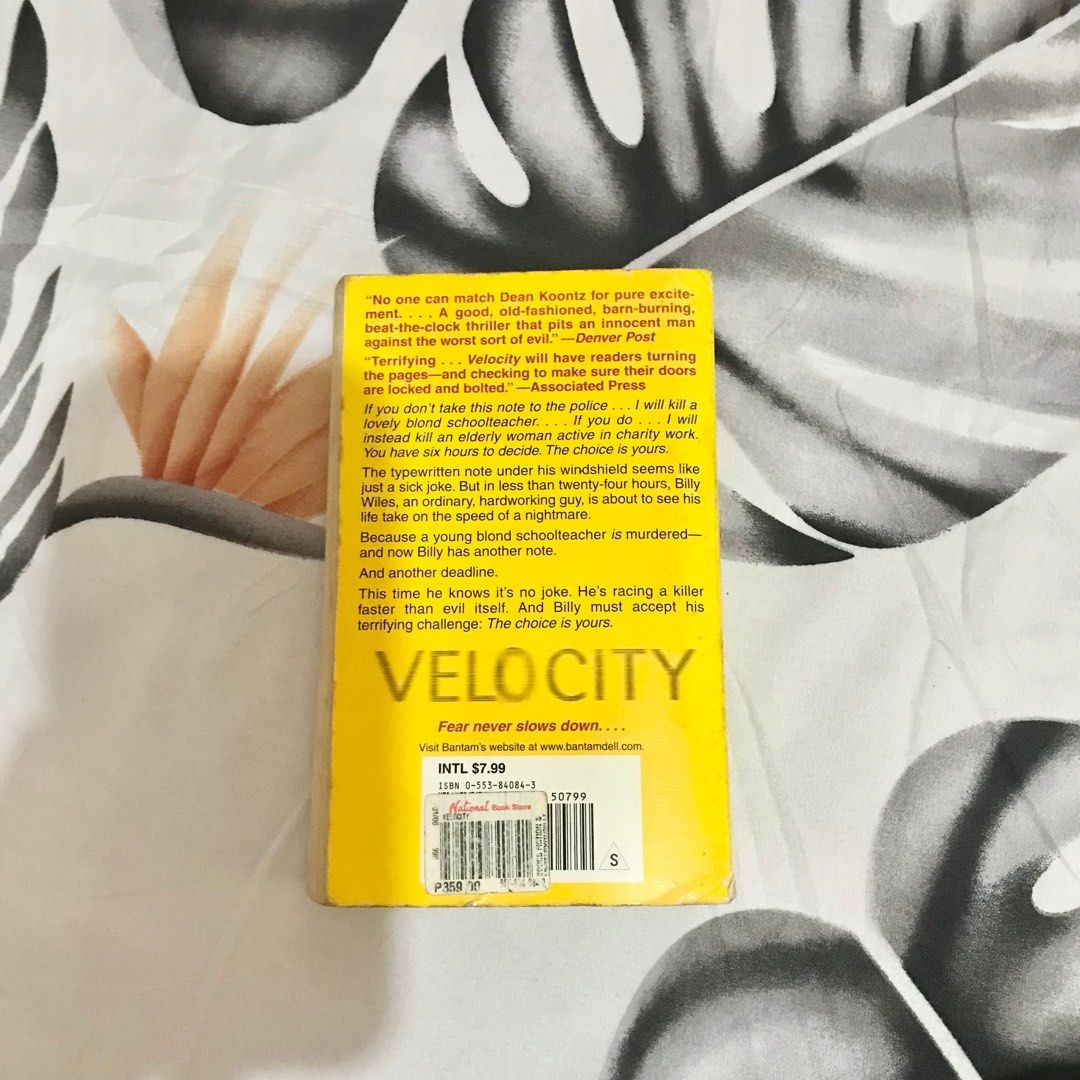 Velocity by Dean Koontz book, Hobbies & Toys, Books & Magazines ...