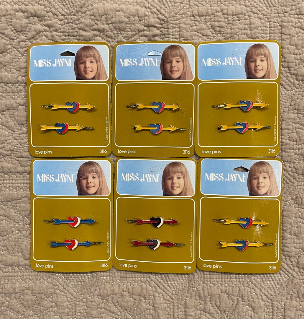 Vintage Hair Slide Clips Heart Arrow (SET OF 6 PAIRS), Hobbies & Toys ...