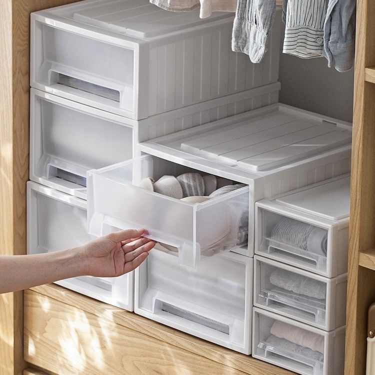 Wardrobe Storage Box Stackable Storage Drawers Desktop Organizer ...