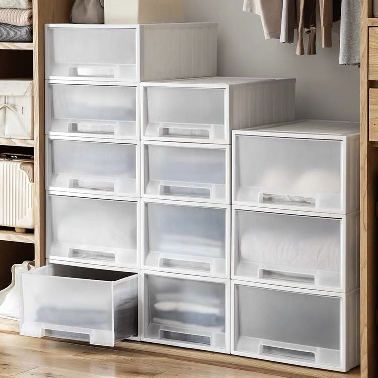 Wardrobe Storage Box Stackable Storage Drawers Desktop Organizer ...