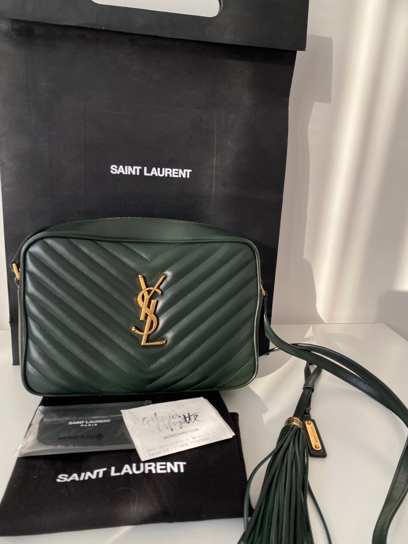 SAINT LAURENT YSL Lou Camera Bag Dark Green GHW, Luxury, Bags & Wallets ...