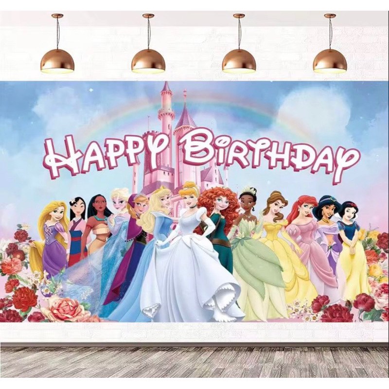 150x100cm Disney Princess Birthday Backdrop Photography Background ...