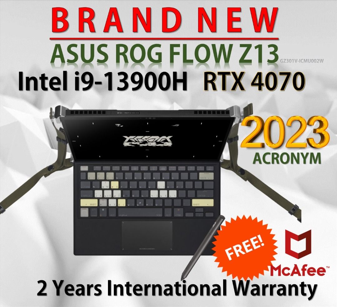 2023 ASUS ROG x ACRONYM FLOW Z13 ( Intel i9-13900H, RTX 4070 8GB, 32GB ...
