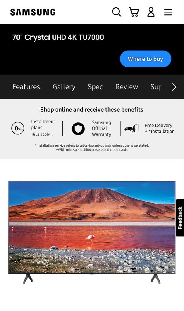 70" Crystal UHD 4K TU7000, TV & Home Appliances, TV & Entertainment, TV on Carousell