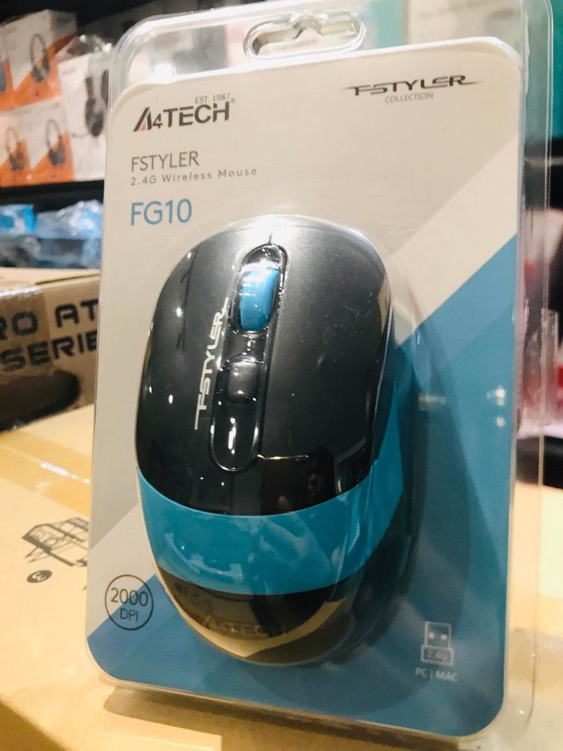 A4Tech Fstyler FG10 Wireless Mouse Blue, Computers & Tech, Parts ...