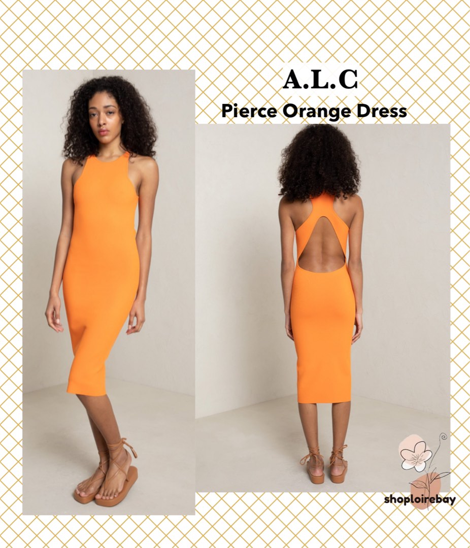 ALC pierce orange cut out midi dress, Women's Fashion, Dresses & Sets, Dresses on Carousell