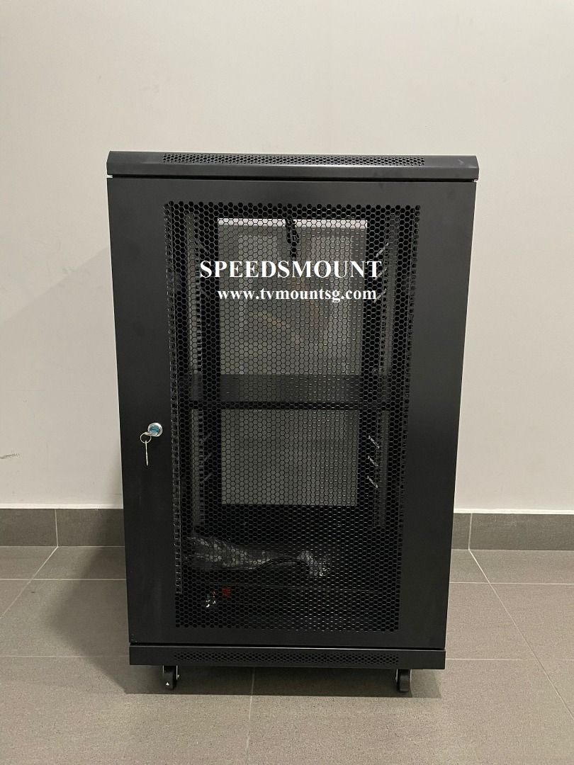 assembled 18U rack for CCTV recorder/ data storage/network server cart ...