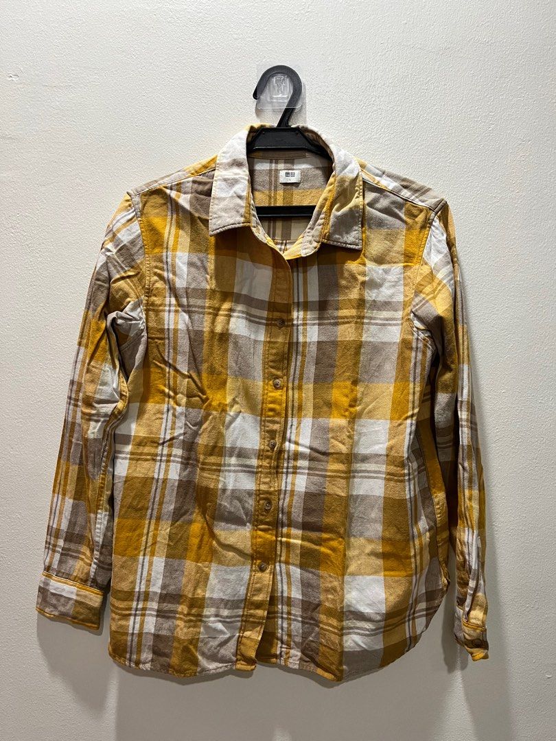 Authentic Uniqlo Yellow Checkered Shirt on Carousell