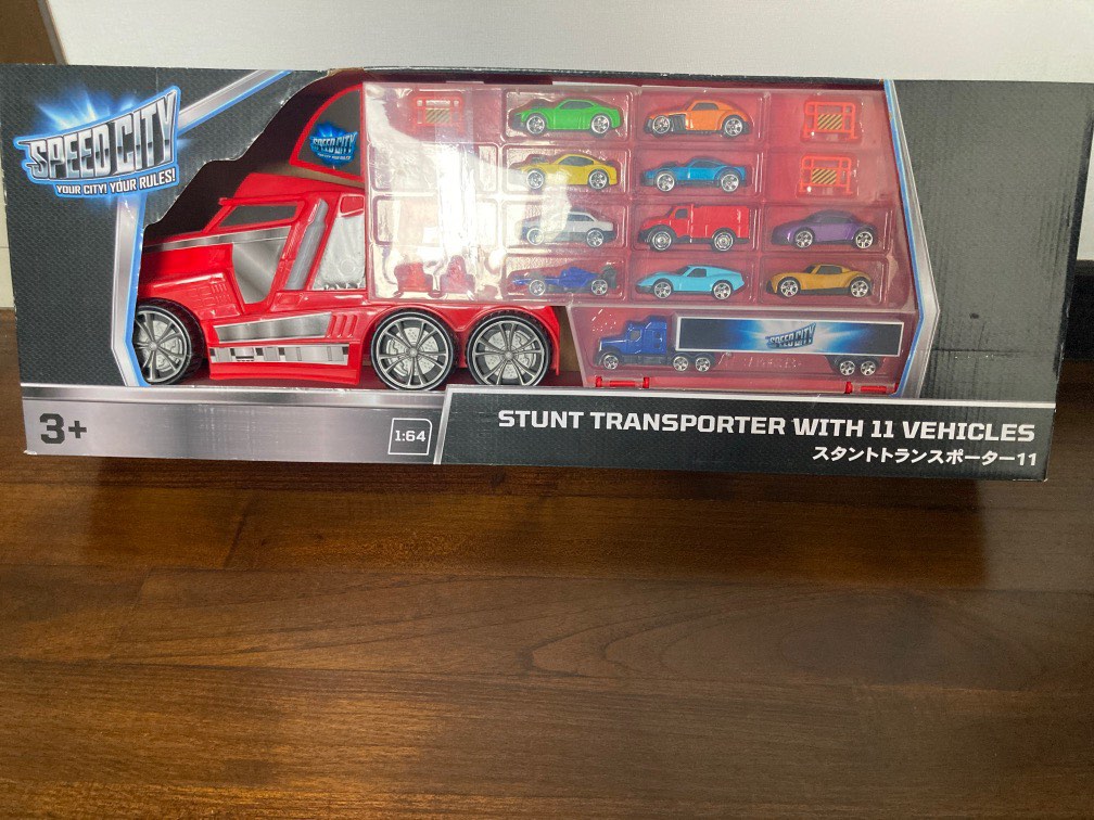 BNIB speed city stunt transporter with 11 vehicles, Hobbies & Toys ...