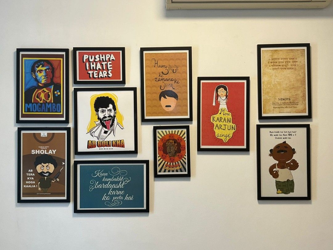 Bollywood framed wall paintings - 10 paintings - 30 sgd each, Furniture ...