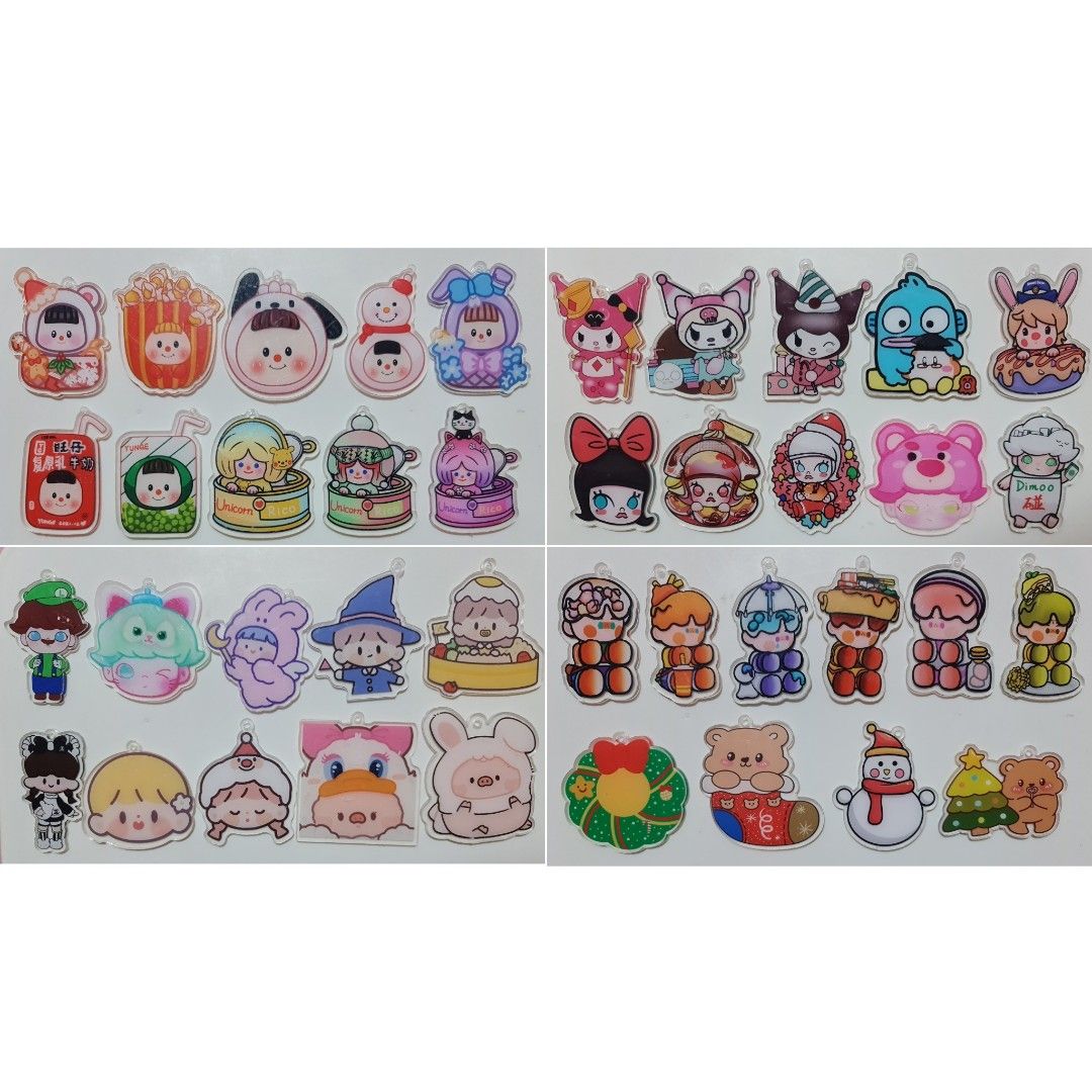 Cartoon Character Acrylic Ring Key Chain (Molinta, Sanrio, Rabbit, Toy ...