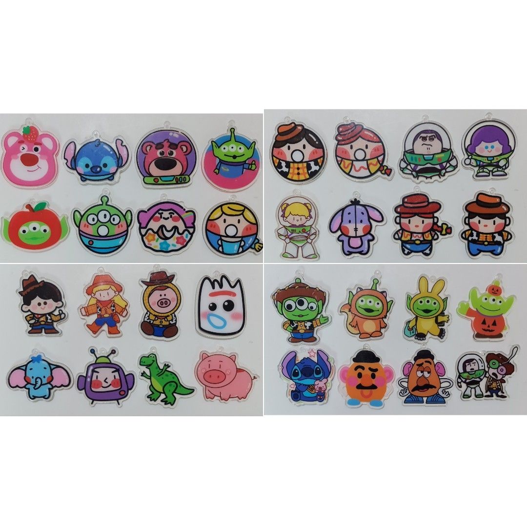 Cartoon Character Acrylic Ring Key Chain (Molinta, Sanrio, Rabbit, Toy ...