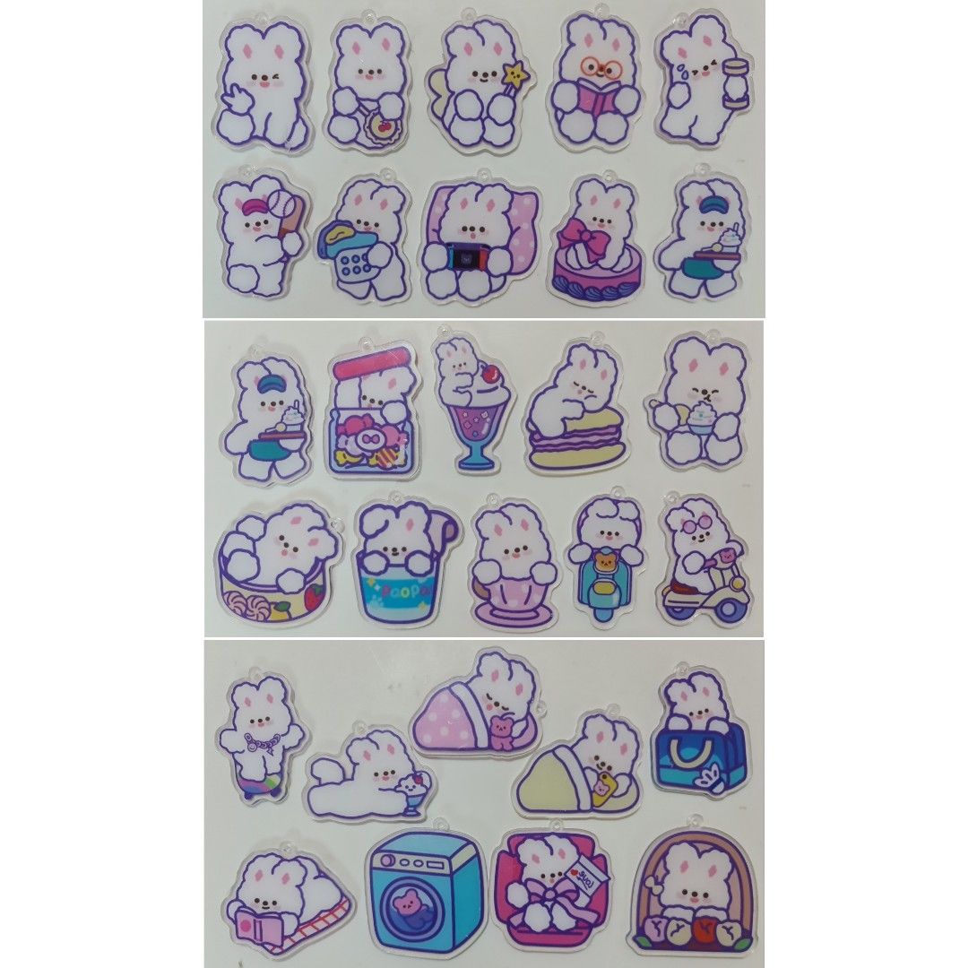 Cartoon Character Acrylic Ring Key Chain (Molinta, Sanrio, Rabbit, Toy ...
