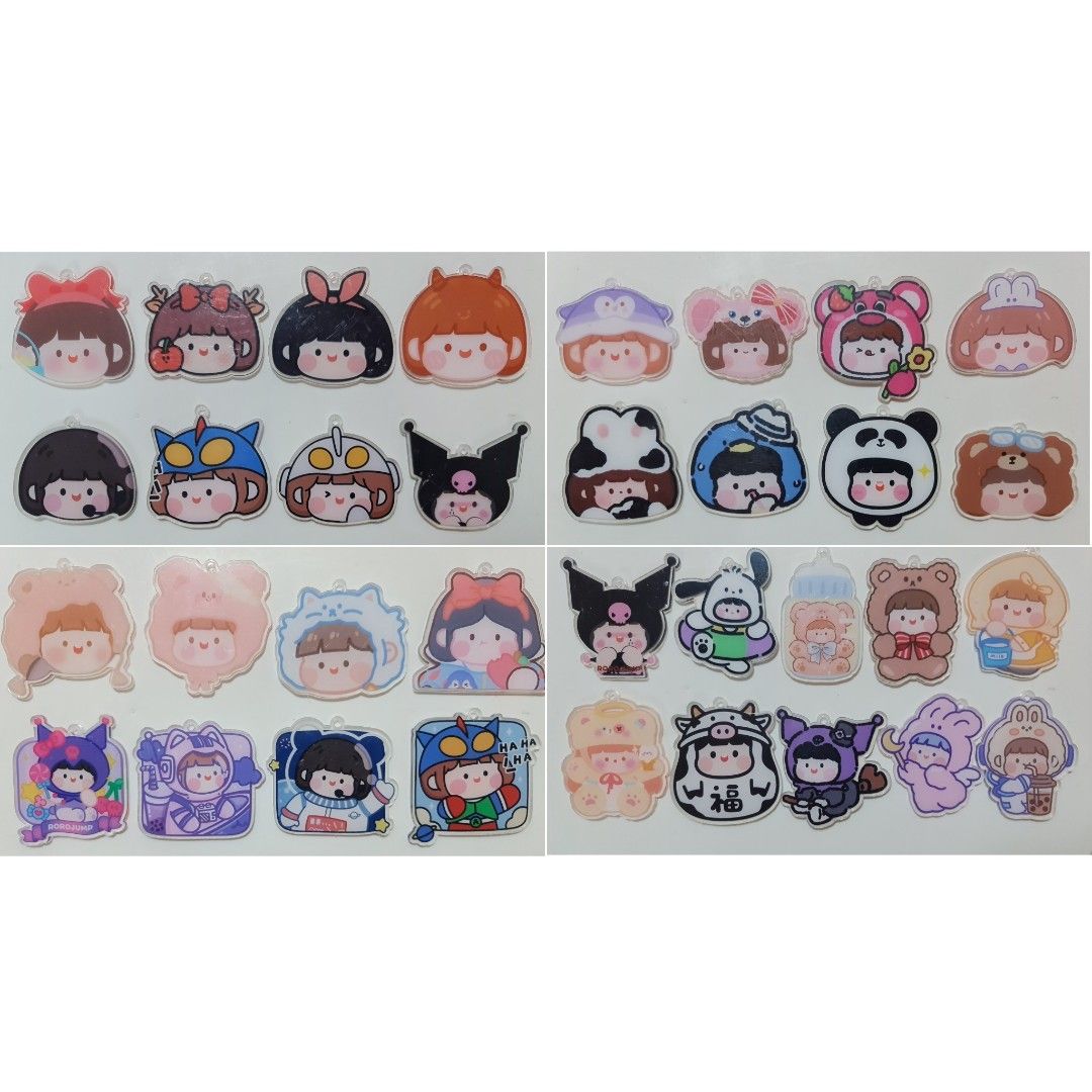 Cartoon Character Acrylic Ring Key Chain (Molinta, Sanrio, Rabbit, Toy ...