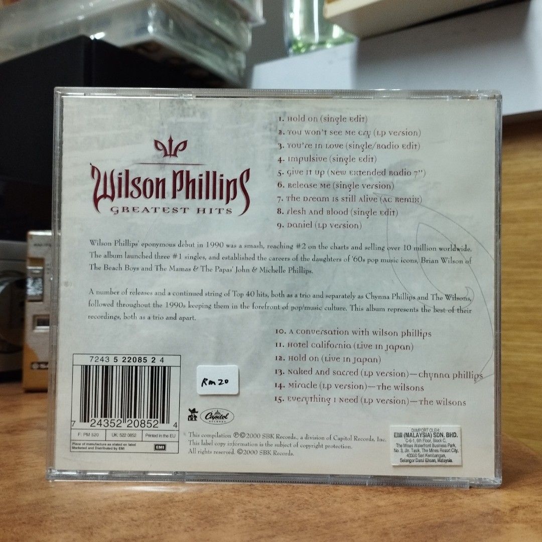 (CD) WILSON PHILLIPS - GREATEST HITS, Hobbies & Toys, Music & Media ...
