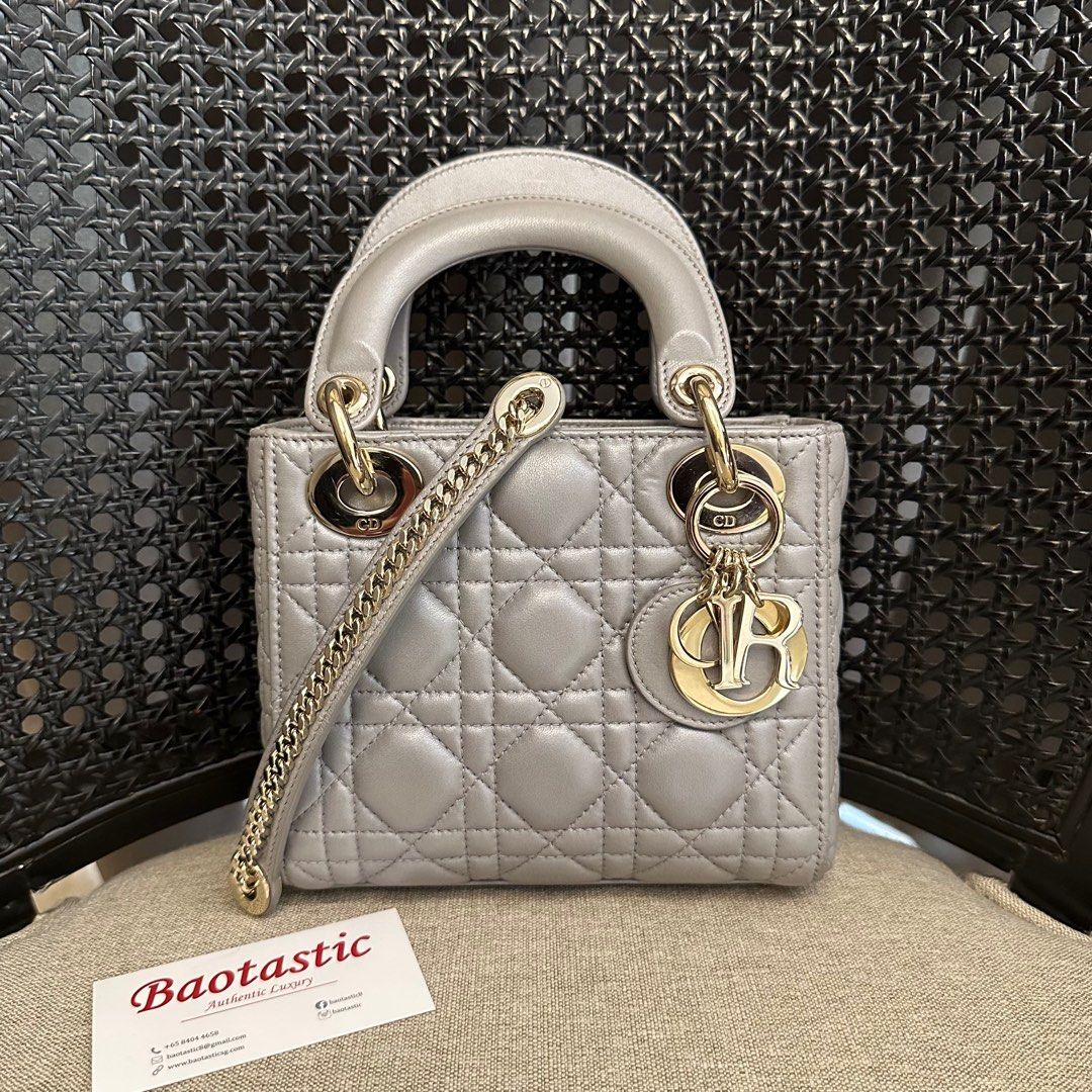 Christian Dior Lady Dior Mini Grey, Luxury, Bags & Wallets on Carousell