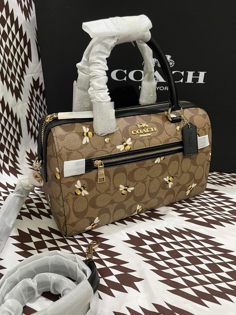 Coach Rowan Crossbody Signature Canvas Bee Print Khaki Black on Carousell