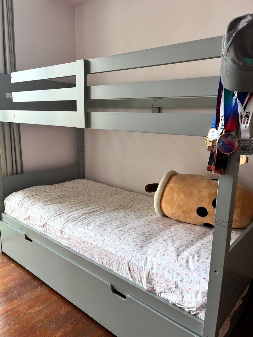 Courts Asterby Grey Double Bunk Bed, Furniture & Home Living, Furniture ...