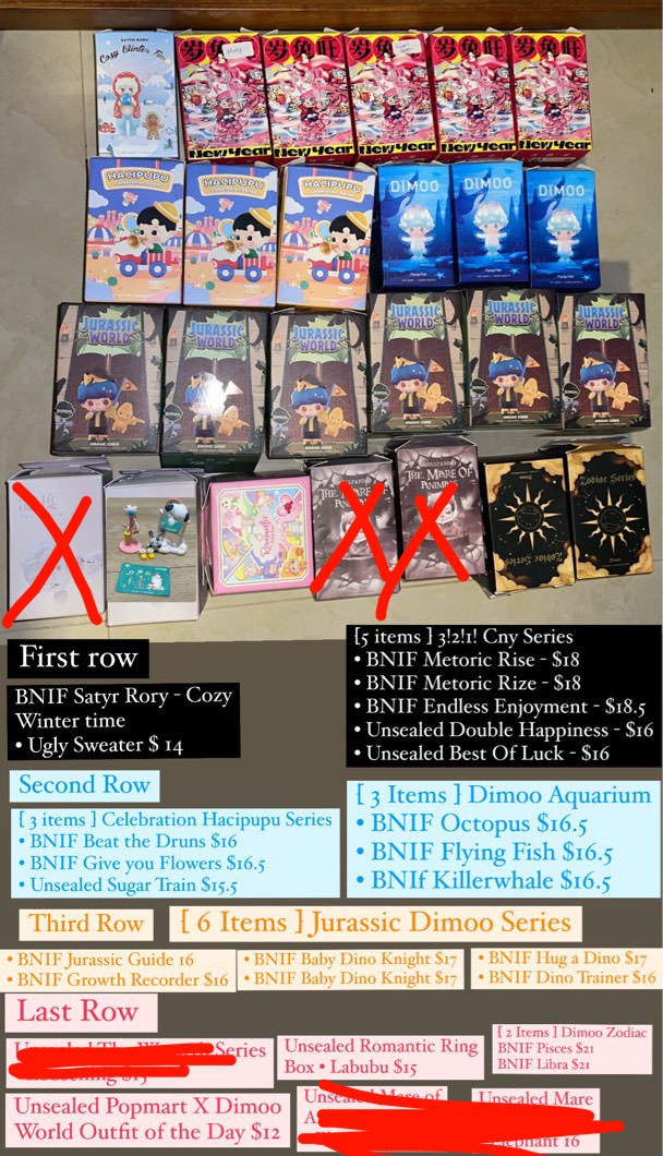 Dimoo Zodiac, 3!2!1 CNY, Labubu, Romantic Ring box, Mare of Animals ...