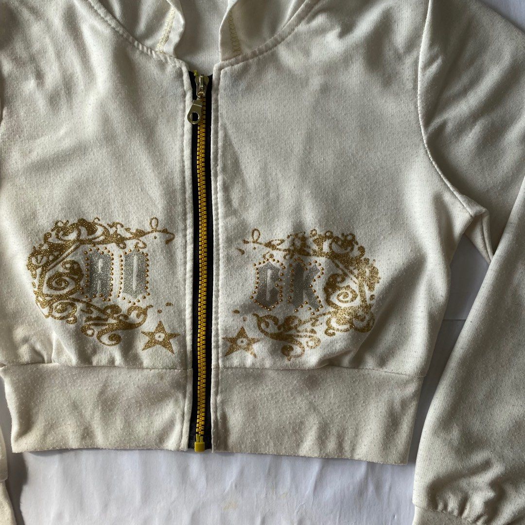 Early 2000s embellished bling cropped hoodie jacket | 00s y2k 90s rock ...