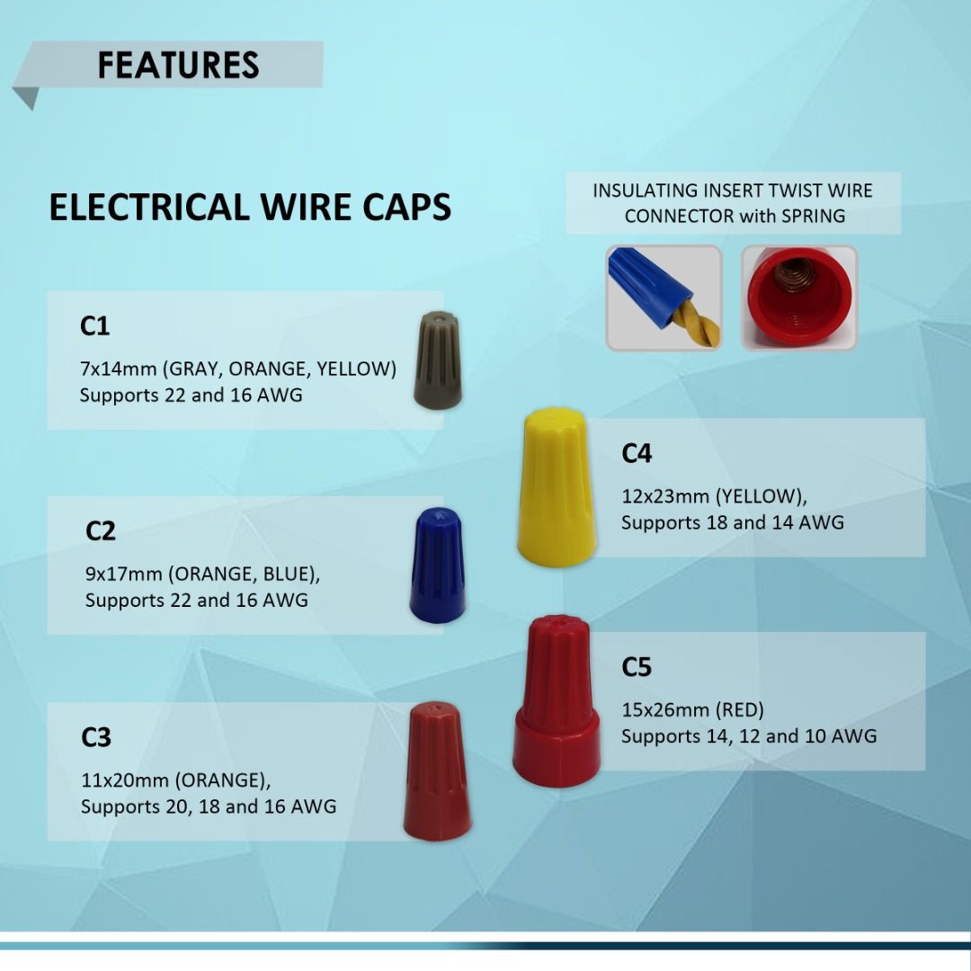 ELECTRICAL WIRE CAPS (1-PC per ORDER), INSULATING INSERT TWIST WIRE ...