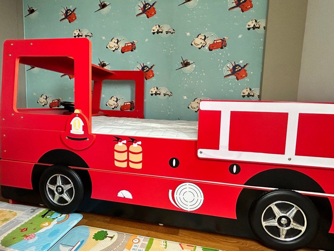 Fire engine bed with under bed, Furniture & Home Living, Furniture, Bed ...