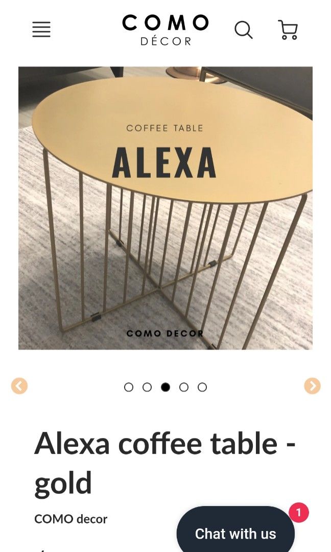 Gold, round coffee table (Alexa from Como Decor), Furniture & Home ...