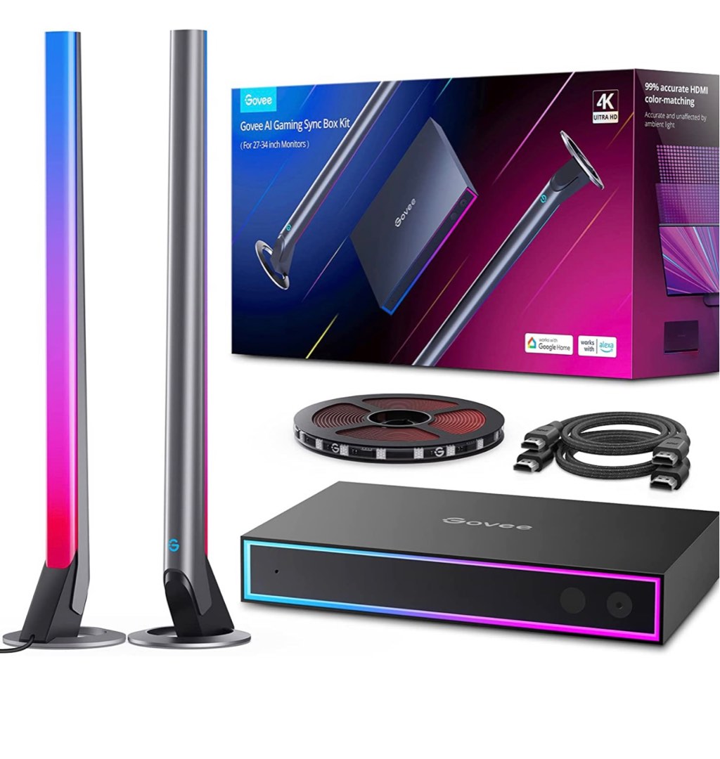 Govee AI Gaming Sync Box Kit, with Light Bars and Monitor Back Light ...
