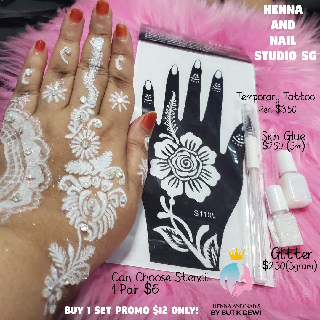 HENNA STENCIL HAND ART SET FOR SALE!, Beauty & Personal Care, Hands ...