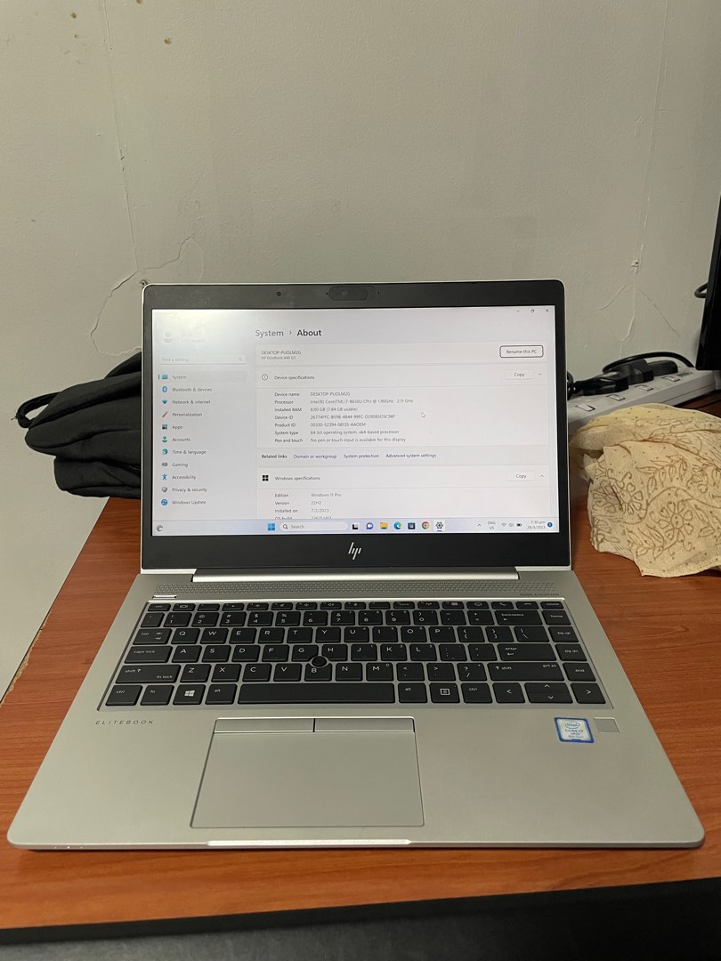 Hp EliteBook i7 8th Gen 8GB 256GB SSD win 11 Pro Refurbished Laptop ...