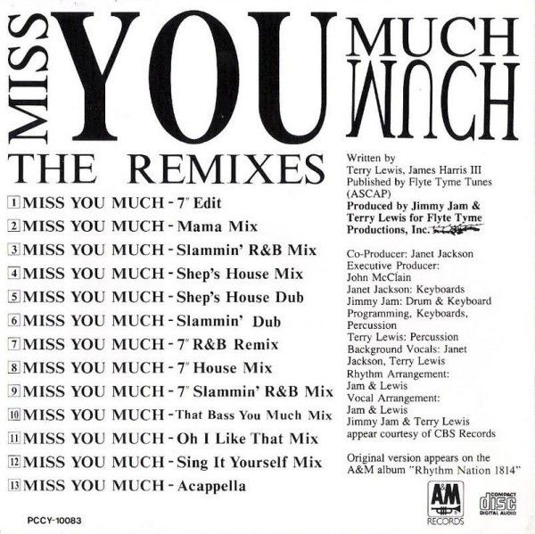 Janet Jackson MISS YOU MUCH (THE REMIXES) Single CDR, Hobbies & Toys ...