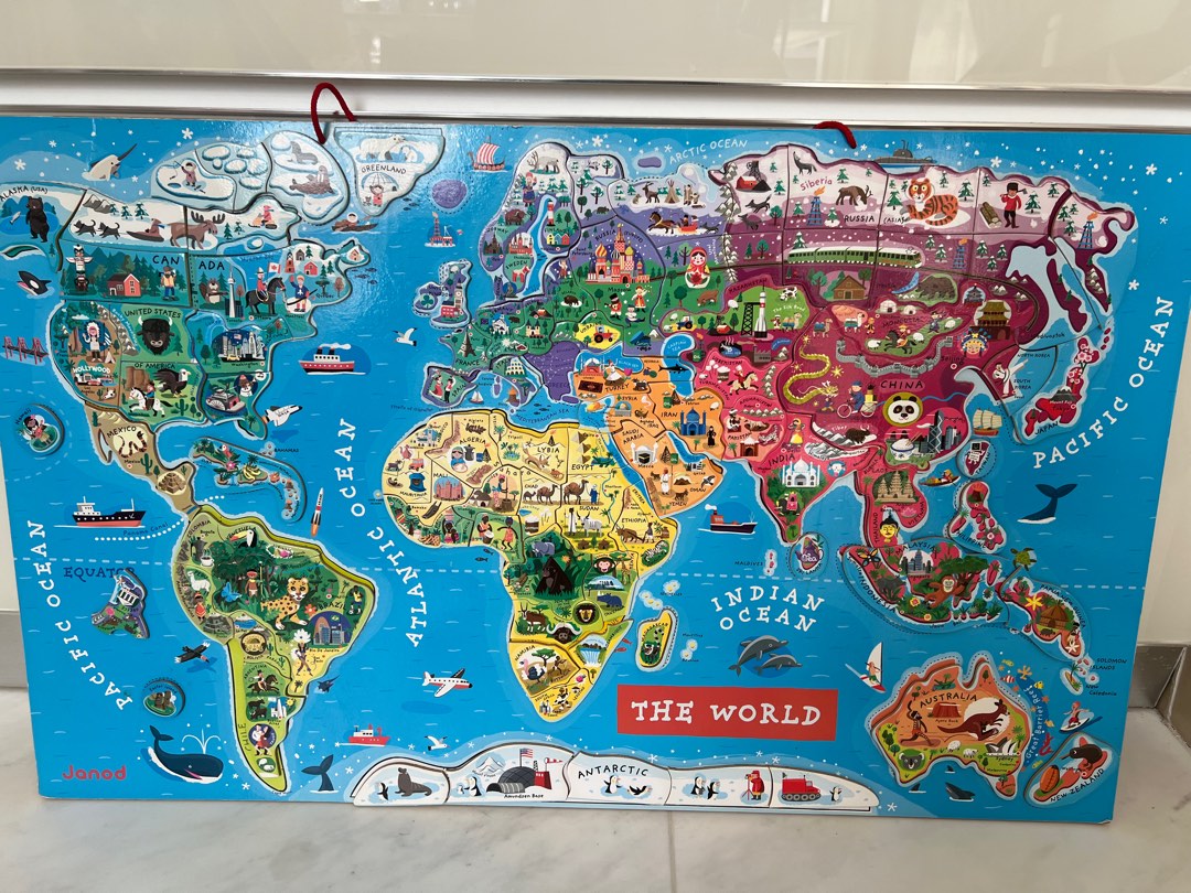 Janod magnetic world map puzzle, Hobbies & Toys, Toys & Games on Carousell