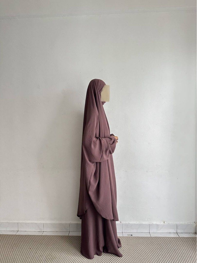 Jilbab Ramadhani Muslimaa.co in Mauve, Women's Fashion, Muslimah ...