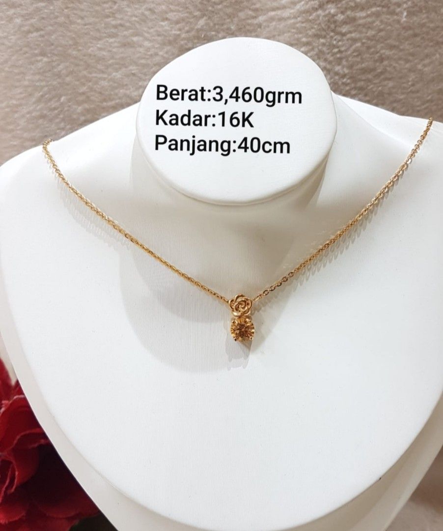 Kalung emas 70 mawar kuning, Barang Mewah, Aksesoris di Carousell