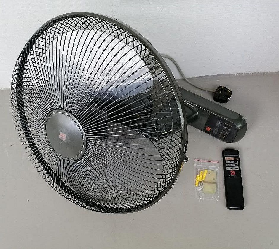 KDK 16" Wall Fan with wall bracket & remote, Furniture & Home Living ...