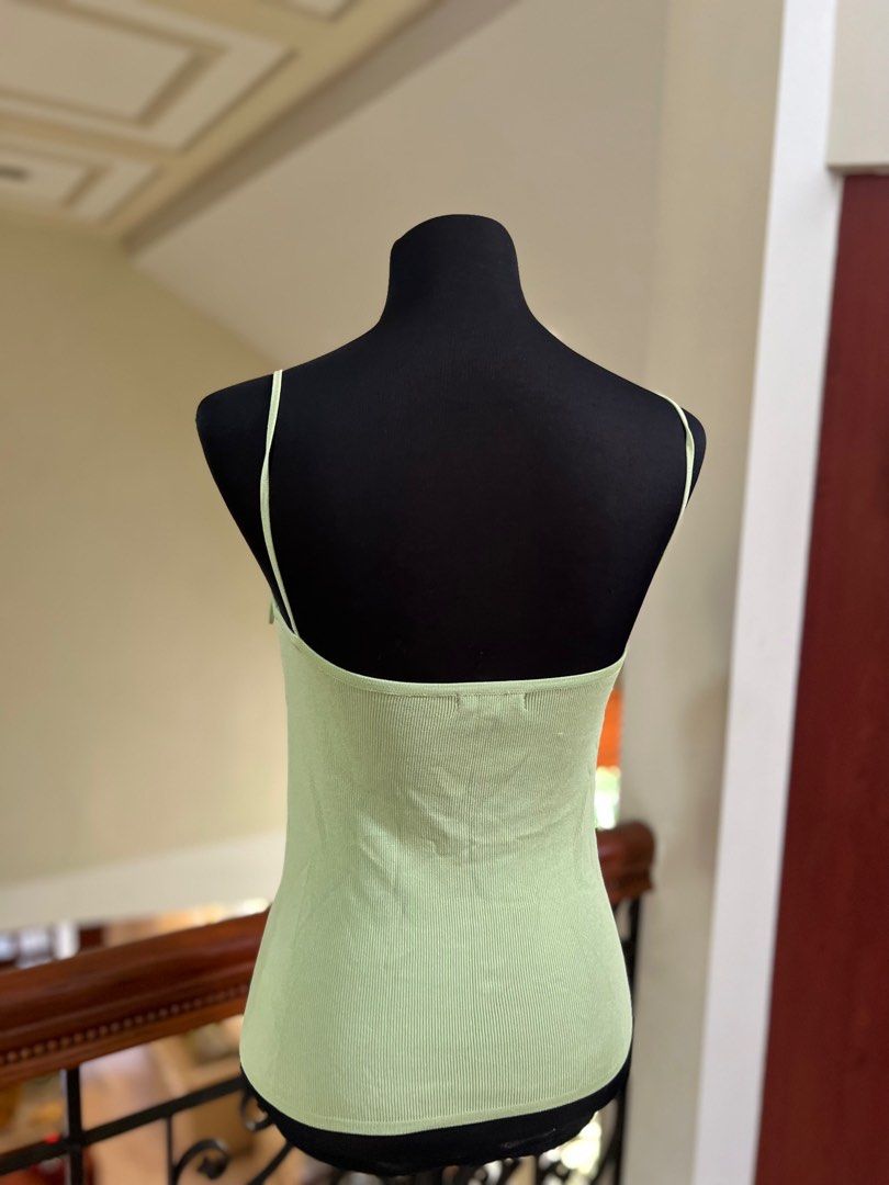 Lime green spaghetti strap top stretchable, Women's Fashion, Tops ...