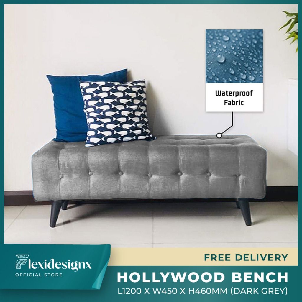 Long Bench 120cm Dining Stool 4ft Bench Fabric 2 Seater bench ...