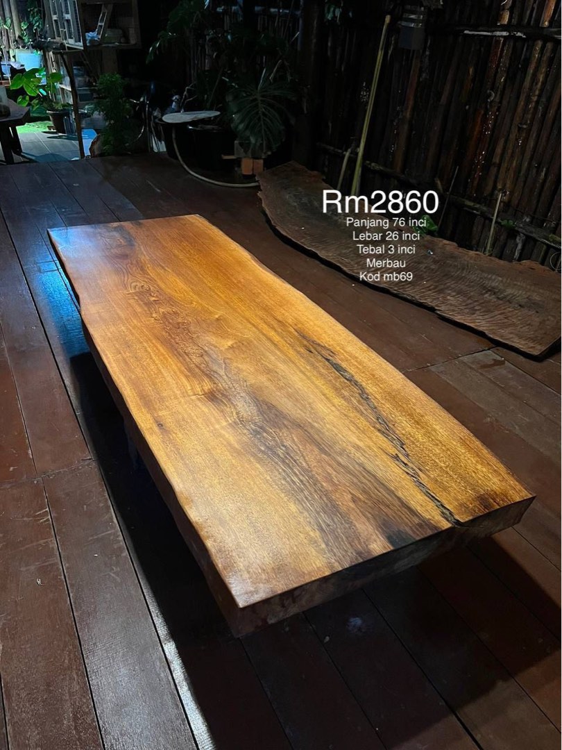 Meja makan slab wood, Furniture & Home Living, Furniture, Tables & Sets ...