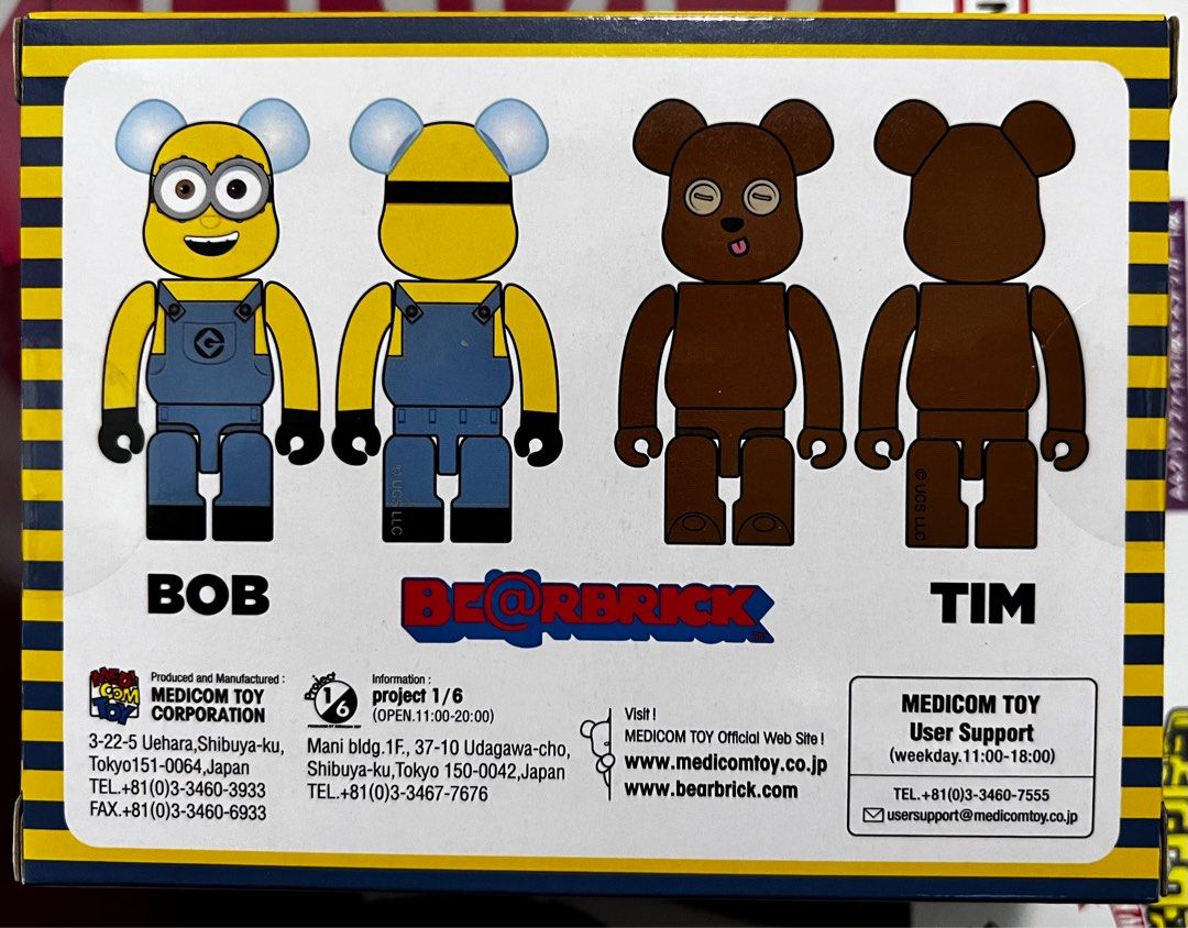 Minion x Bearbrick Bob and Tim 100% set, 興趣及遊戲, 玩具 & 遊戲類 - Carousell