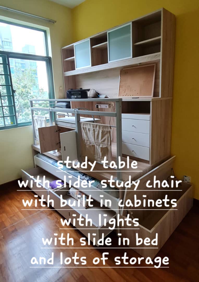 Modern All in One Bed-Study Table-Cabinet, Furniture & Home Living ...