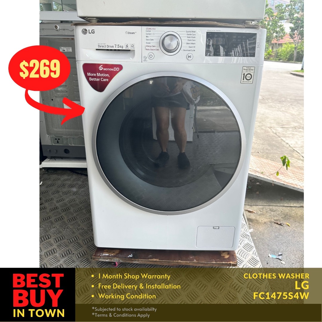 MUST BUY! LG 7.5KG Front-Loader Washing Machine FC1475S4W-1, TV & Home Appliances, Washing ...