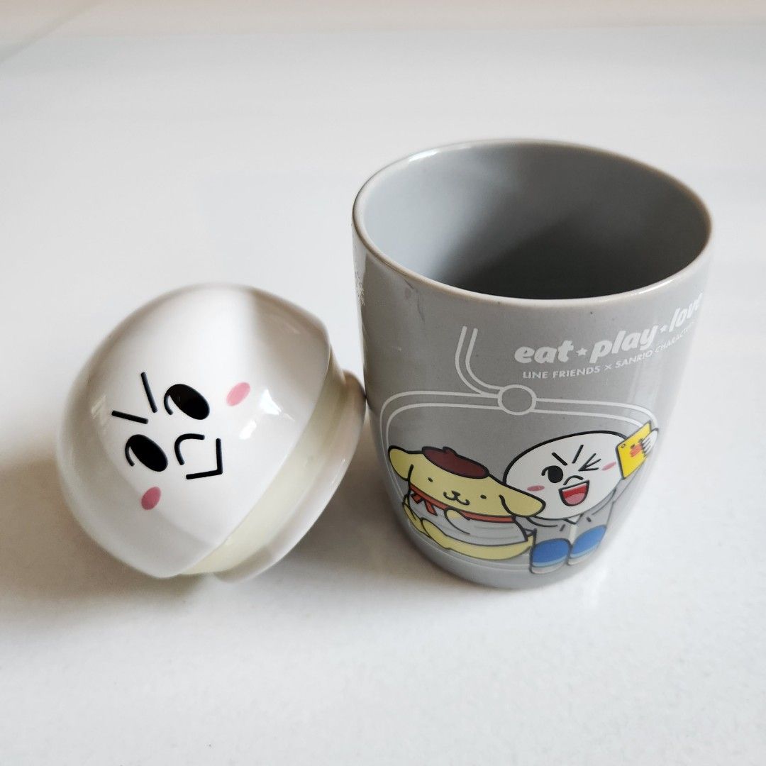 [NEW] Sanrio Pom Pom Purin x Line ceramic cup lid set with box [全新 ...