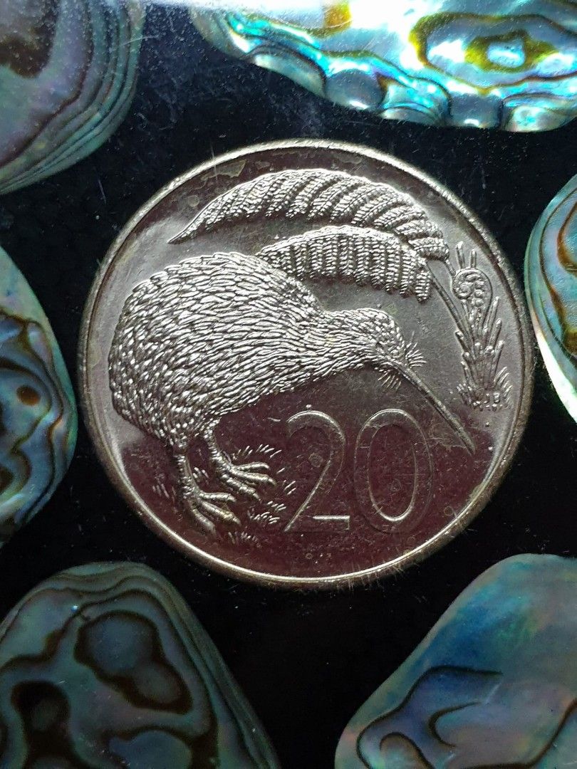 New Zealand Elizabeth II Kiwi 20 cents coin genuine Paua Shell trinket jewellery box, Furniture ...