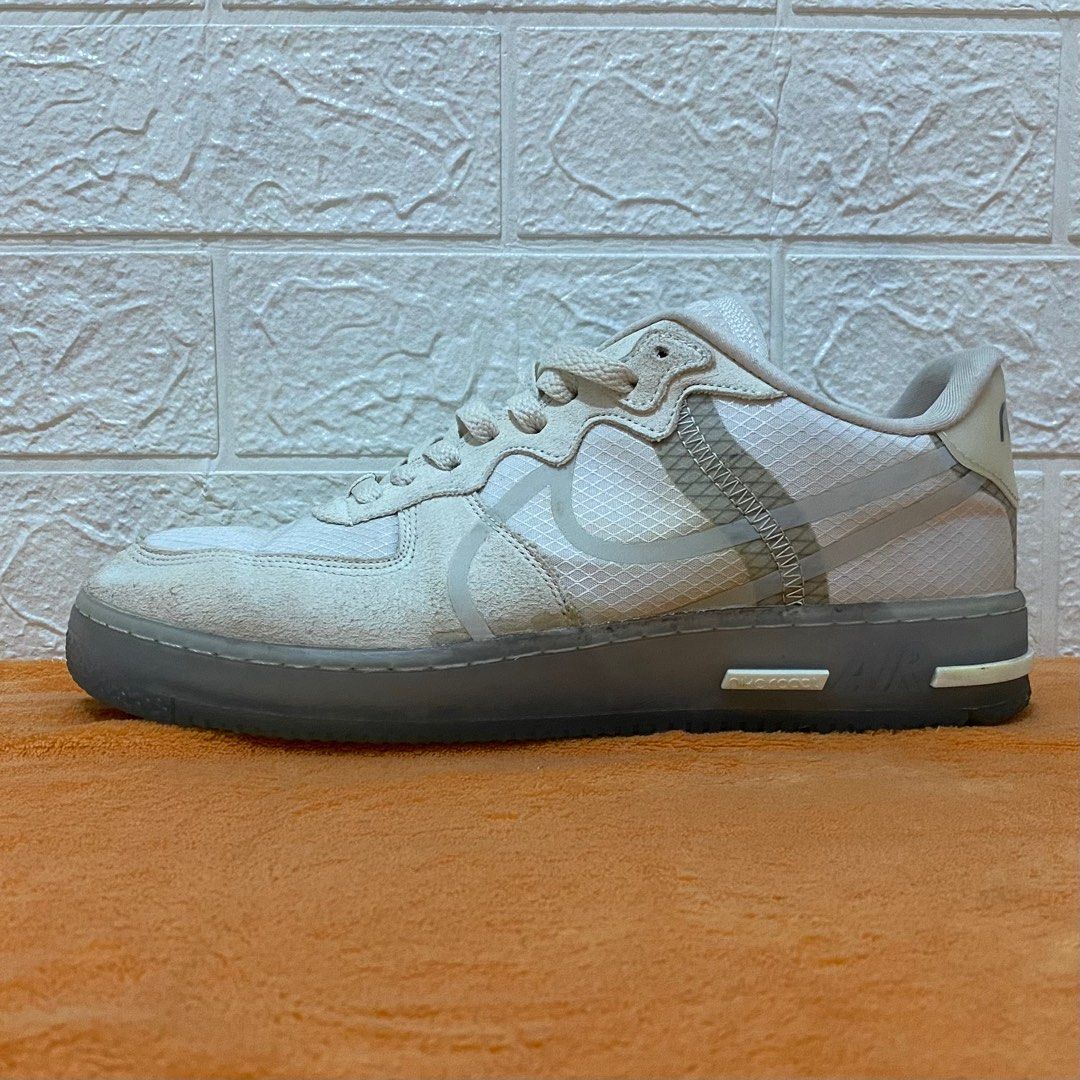 Nike Air Force 1 React White Light Bone, Fesyen Pria, Sepatu , Sneakers ...