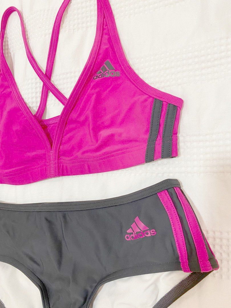 Original Adidas Sporty Bikini Set, Pink Gray, Women's Fashion, Swimwear ...