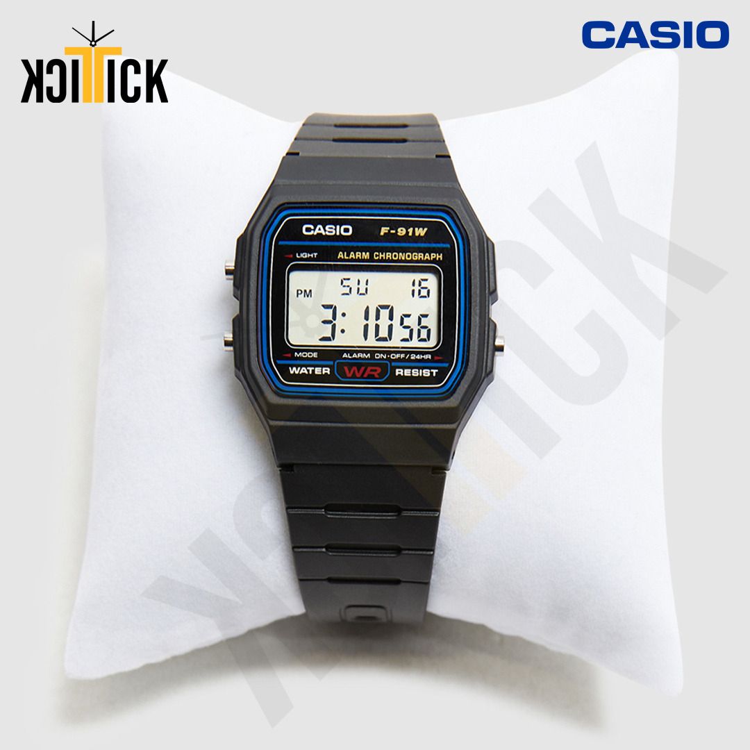 Original Casio F-91W-1DG Black Resin Strap Classic Digital Wrist Watch ...